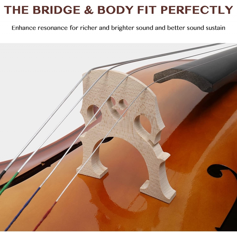 Glarry GC101 4/4 Full-Size Acoustic Cello Matte Nature Golden Retrovert Black White - Glarrymusic