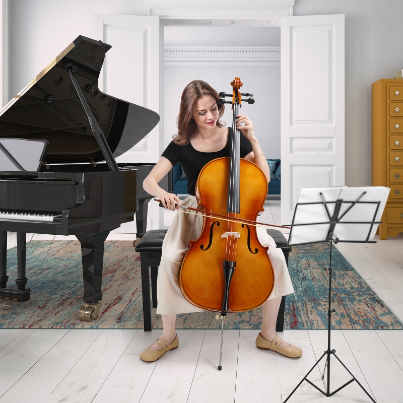 Glarry GC101 3/4 4/4 Acoustic Cello Matte Nature Golden Retrovert Black White - Glarrymusic