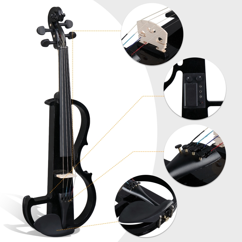Glarry GV501 4/4 Full Size Acoustic Silent Electric Violin with ...