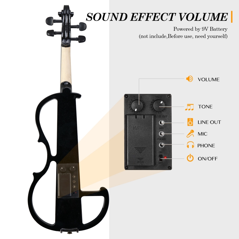 Glarry GV501 4/4 Full Size Acoustic Silent Electric Violin with ...